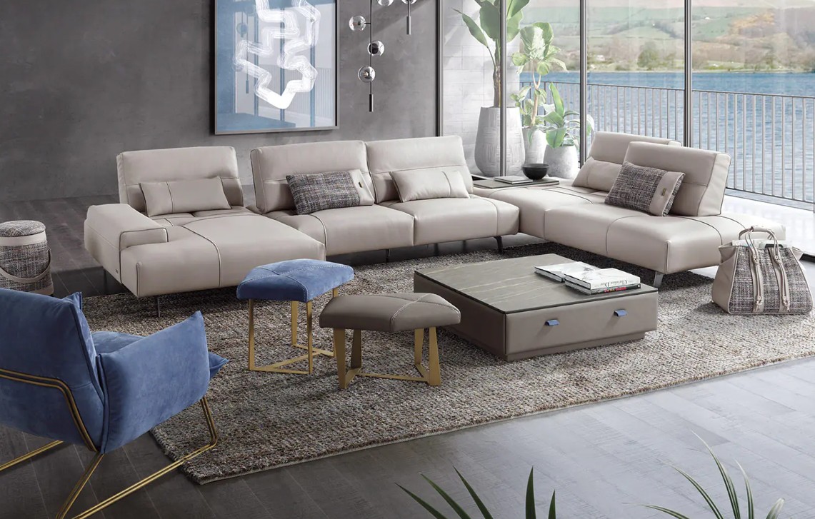 Smart Corner Sectional with Ceramic Table by Gamma Arredamenti