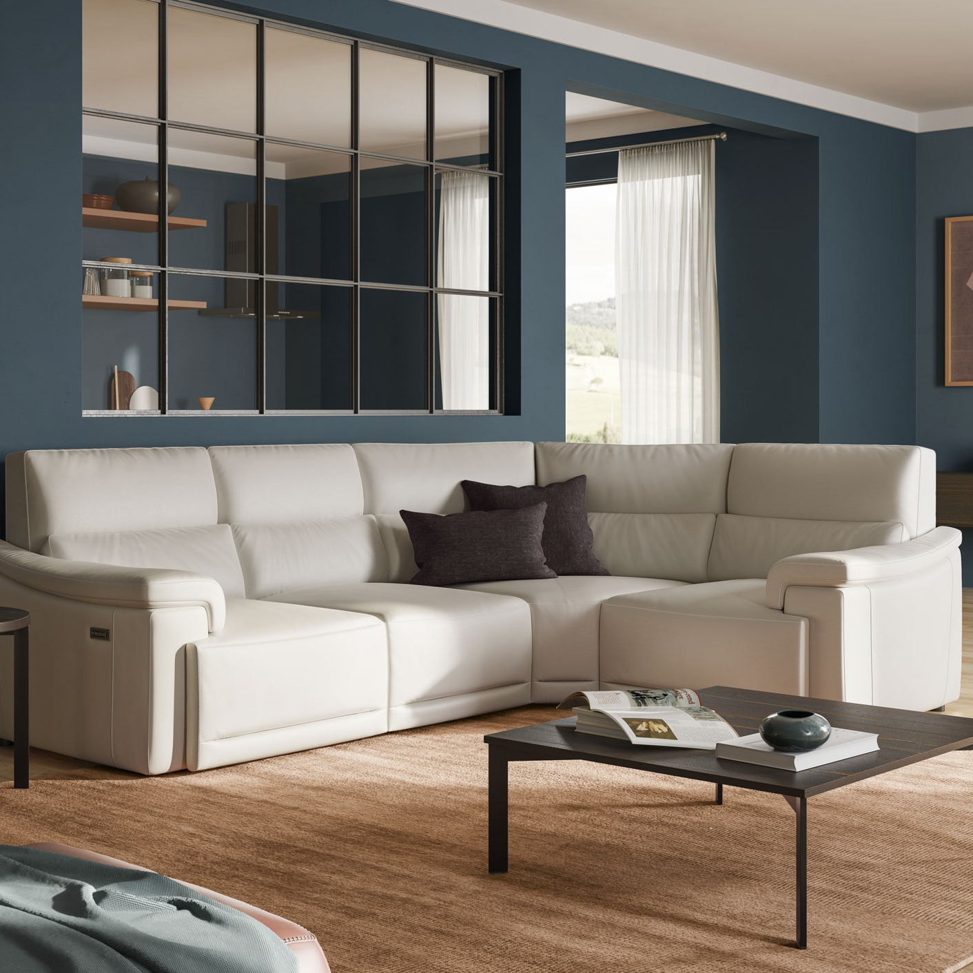 Natuzzi Leather Sectional Sleeper Sofa | Baci Living Room